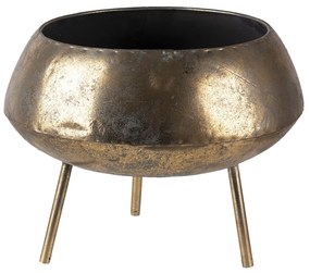 Zlatý kovový stolek s patinou na květiny - Ø 35*68 cm