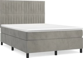 Box spring postel s matrací světle šedá 140x190 cm samet 3143139