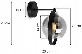 Nástěnné svítidlo Haga Ring 1, 1x grafitové skleněné stínítko (výběr ze 3 barev uchycení)