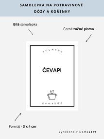 Samolepka na kořenky ČEVAPI bílá 3 × 4 cm tučné písmo