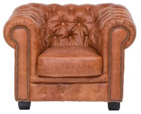 furniture-nabytek.cz - Křeslo Chesterfield z pravé kůže vintage světle hnědá