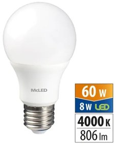 LED žárovka E27 McLED 8W (60W) neutrální bílá (4000K) ML-321.095.87.0