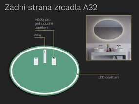 Oválné zrcadlo do koupelny s LED osvětlením A32 120x85