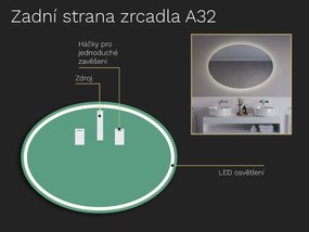 Oválné zrcadlo do koupelny s LED osvětlením A32 100x71