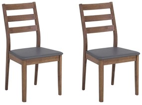 Sada 2 dřevěných jídelních židlí tmavé dřevo/ šedá MODESTO Beliani