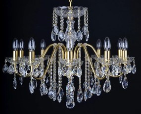 10 Arms gold brass crystal chandelier with cut crystal almonds