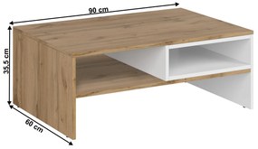 Konferenční stolek 90, bílá/dub wotan, VILGO