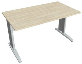 Stůl pracovní rovný 140 cm - Hobis Cross CS 1400 Dekor stolové desky: akát, Dekor lamino podnože: šedá, Barva nohou: Stříbrná