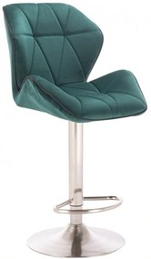 LuxuryForm Barová židle MILANO MAX VELUR na stříbrném talíři - zelená
