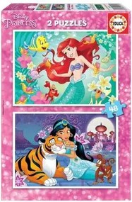 EDUCA Puzzle Disney princezny: Ariel a Jasmína / 2x48 dílků / od 5 let