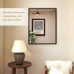 HOMCOM obdélné nástěnné zrcadlo 70 × 90 cm, černý rám z MDF — ideální do koupelny, obýváku nebo ložnice
