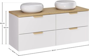 Comad Koupelnová skříňka s deskovými umyvadly set Aster White 120 bílá/dub cremona