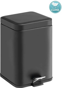 Sapho Gedy Koupelnové doplňky - Odpadkový koš 5 l, Soft Close, matná černá 230914
