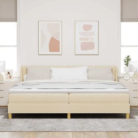 Postel s boxspringem s čelo Krémová 200 x 200 cm textil 3341319