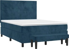 Box spring postel s matrací tmavě modrá 140x190 cm samet 3137723