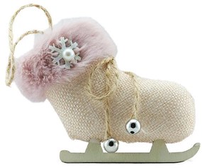 Vánoční ozdoba na stromeček brusle, 12 × 9 cm, závěsná, textil, interiér