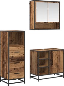 Sada koupelnového nábytku 3 ks Staré dřevo 65 x 33 x 60 cm 3402369
