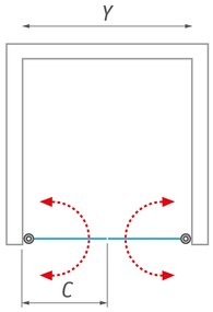 Roth TOWER LINE TCN2 Dvoukřídlé sprchové dveře pro instalaci do niky 90 cm Profil: Matný elox, Sklo: Hladké čiré