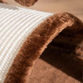 PawHut Malý Kočičí Škrabací Strom 46 cm Výška 2 Úrovně s Škrabacím Sloupkem, Škrabacím Plošinou a Hracím Míčkem 35.5x37x46 cm Hnědý