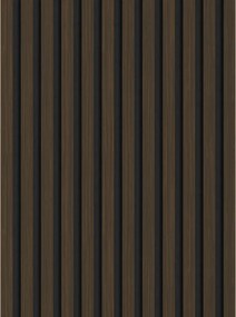 Mexen Lam-F, akustické stěnové lamely 275 × 30 cm, plstěný podklad 8 mm, technická dýha, ořech pálený, S105-275307-3015-024