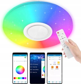 Stropní Svítidlo Rgb S Bluetooth Led Reproduktorem 60 W S Dálkovým Ovládáním, Aplikace App