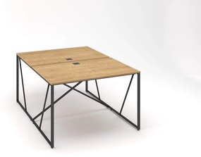 Psací stůl Dvoumístný Lenza PROX 118/80 Dekor stolové desky: dub Hamilton, Barva podnože: černá