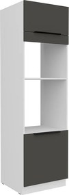 ARIA po | vysoká skříňka 60 DPM-210 2F na vestavnou troubu a mikrovlnku | 60 cm | ANTI FINGERPRINT povrch | bílá/šedá grafit