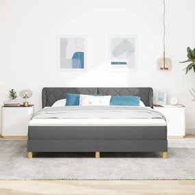 Postel s boxspringem s čelo Tmavě šedá 180 x 200 cm textil 3340291
