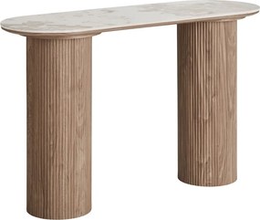 Béžový/v přírodní barvě konzolový stolek s deskou v dekoru mramoru 40x120 cm Athens – House Nordic