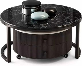 LuxuryForm DESIGN Konferenční stolek ROYAL 80 / 60 cm – mramorový dekor tmavý (set 2 ks)