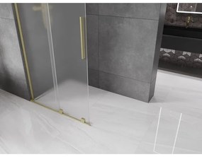 Mexen Velar L, posuvná sprchová zástěna Walk-in 120 x 200 cm, 8mm sklo námraza, zlatá matná, 871-120-003-33-55
