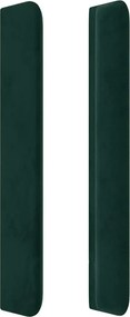 Čelo postele s LED tmavě zelené 203 x 16 x 118/128 cm samet 3124257