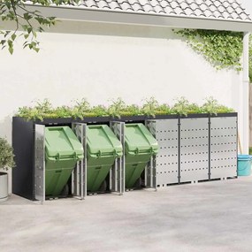 Úložný box na 3 popelnice Nerezová ocel Antracit 3394787