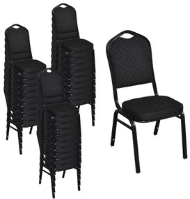 Jídelní židle Vernon - 30 ks - stohovatelné - textilní čalounění | černé