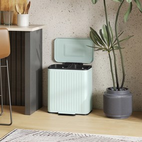 HOMCOM koš na odpad 40 l s pedálem a dvěma přihrádkami — 2 × 20 l, tlumené dovírání, funkce držení otevřeného víka, vyjímatelné vnitřní nádoby — zele…