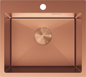 Mexen Solix, 1-komorový nerezový dřez 500 x 450 mm, broušená měď, 6402501000-65