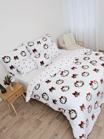 MK Lůžkoviny Vánoční mikroplyšové povlečení Exclusive – Jmelí v mašli 140 × 200 cm, 70 x 90 cm