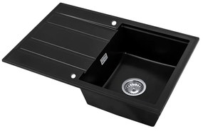 Gamma Modern 8050, 1-komorový granitový dřez 790x500x210 mm, černá, GMA-ZM-8050-BK