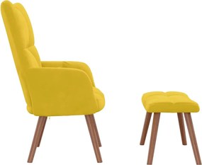 Relaxační křeslo se stoličkou hořčicově žluté samet 328069