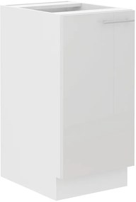 STL 40 cm skříňka dolní jednodveřová LARA Barevné provedení: Bílá / Šedý lesk