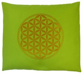 S radostí - vlastní výroba Pohankový polštář s květem života - zelený pistáciově Velikost: 35 x 40 cm