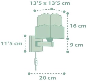 Dalber 63169H - Dětské nástěnné svítidlo PANDA 1xE27/60W/230V zelená