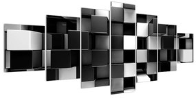 Abstraktní černobílý obraz - kostky (210x100 cm)