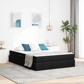 Postel s úložným prostorem a matrací Černá 140 x 190 cm 3399660