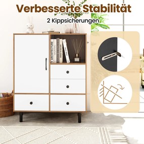 Costway Bufetový příborník středověká moderní úložná skříň s 4 zásuvkami