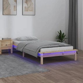 Rám postele s LED světlem 100 x 200 cm masivní dřevo 820596