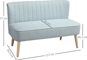 HOMCOM 2místná pohovka, kompaktní čalouněný dvousedák s lněným vzhledem, světle zelená (117 x 56,5 x 77 cm)