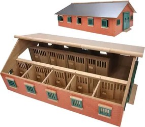 KIDS GLOBE Stáj pro koně 1:24 se 7 boxy / Dřevěná stavebnice / od 3 le