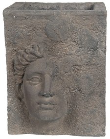 Šedý antik květináč s nedokončenou bustou ženy Géraud - 38*32*41 cm