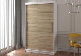 Šatní skříň s posuvnými dveřmi Neomi 06 - bílá / dub sonoma - 120 cm